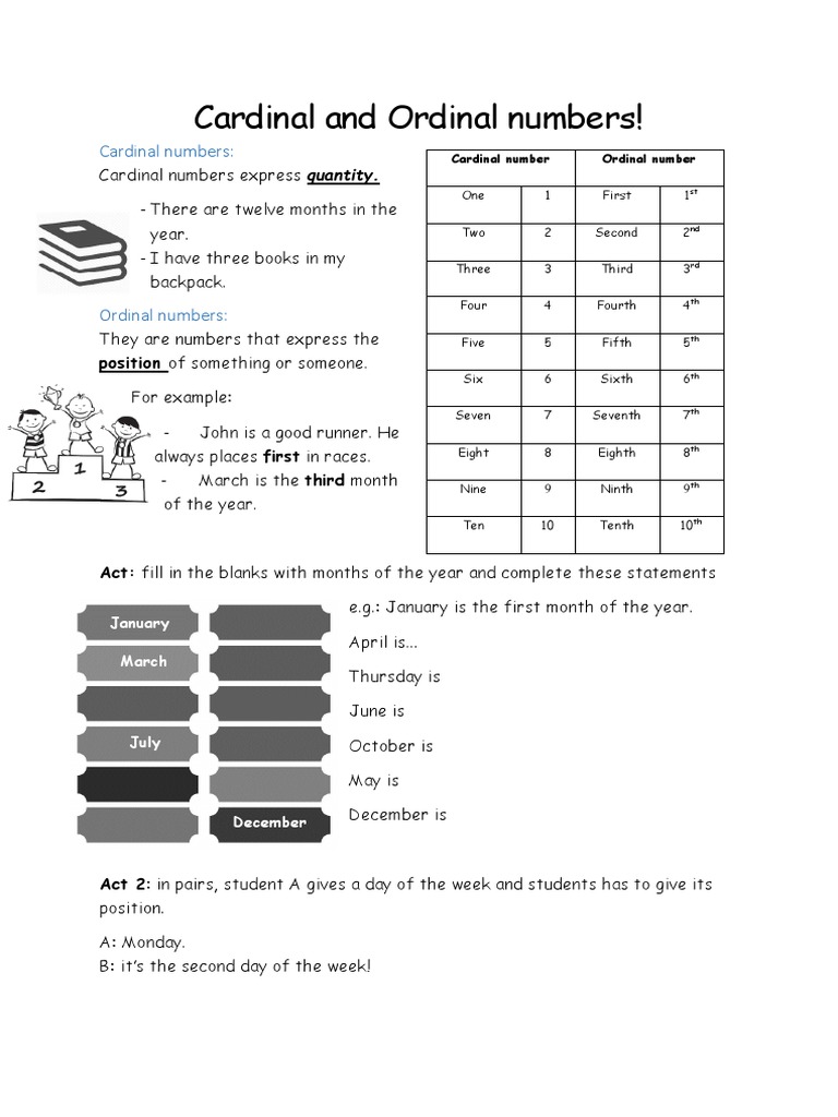 Understanding Cardinal and Ordinal Numbers | PDF | Subject (Grammar ...