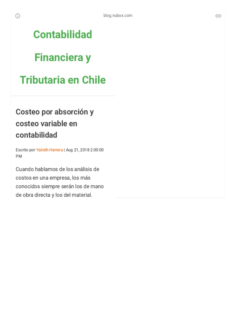 Costeo Por Absorción y Costeo Variable en Contabilidad | PDF