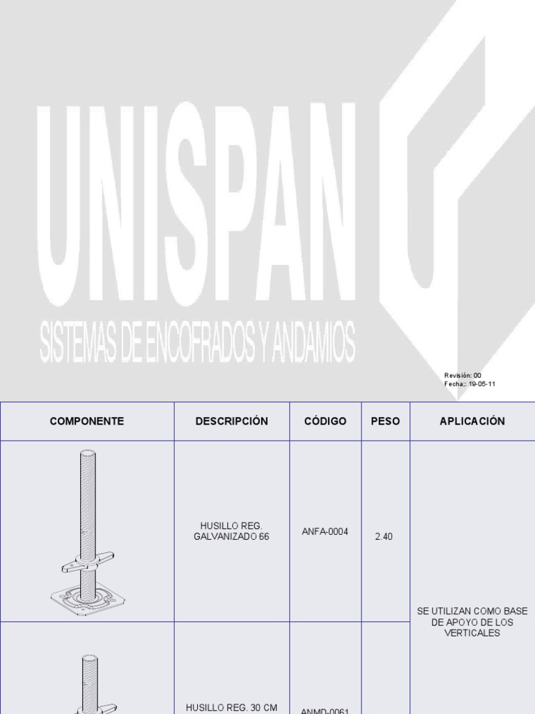 Andamio Unispan AMD | PDF | Ingeniería estructural | Bienes raíces