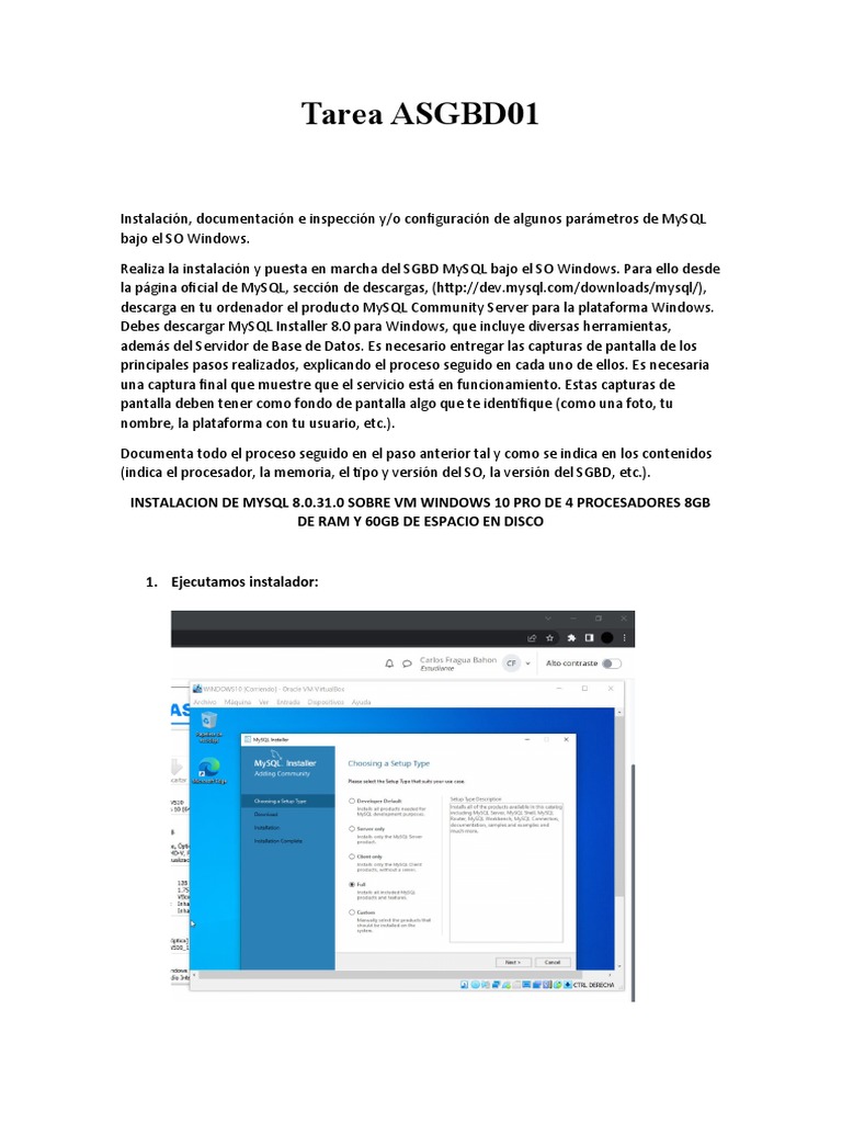 Bahón Fragua Carlos ASGBD Tarea01 | PDF | Mi sql | Microsoft Windows