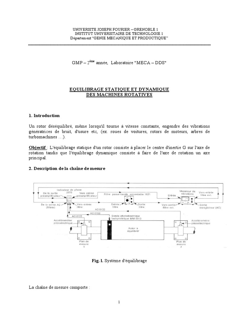 Equilibrage Statique Et Dynamique Des Machines Rotatives | PDF | Rotation | Angle