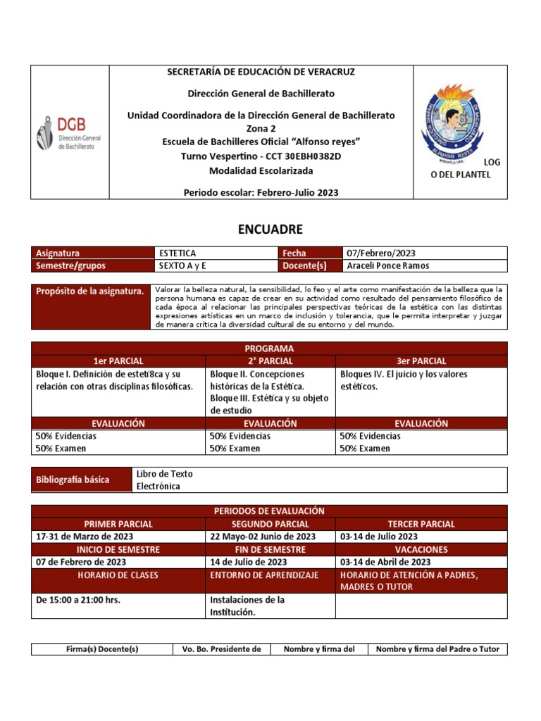 Encuadre DGB - Ver 2021 | PDF | Estética | Maestros
