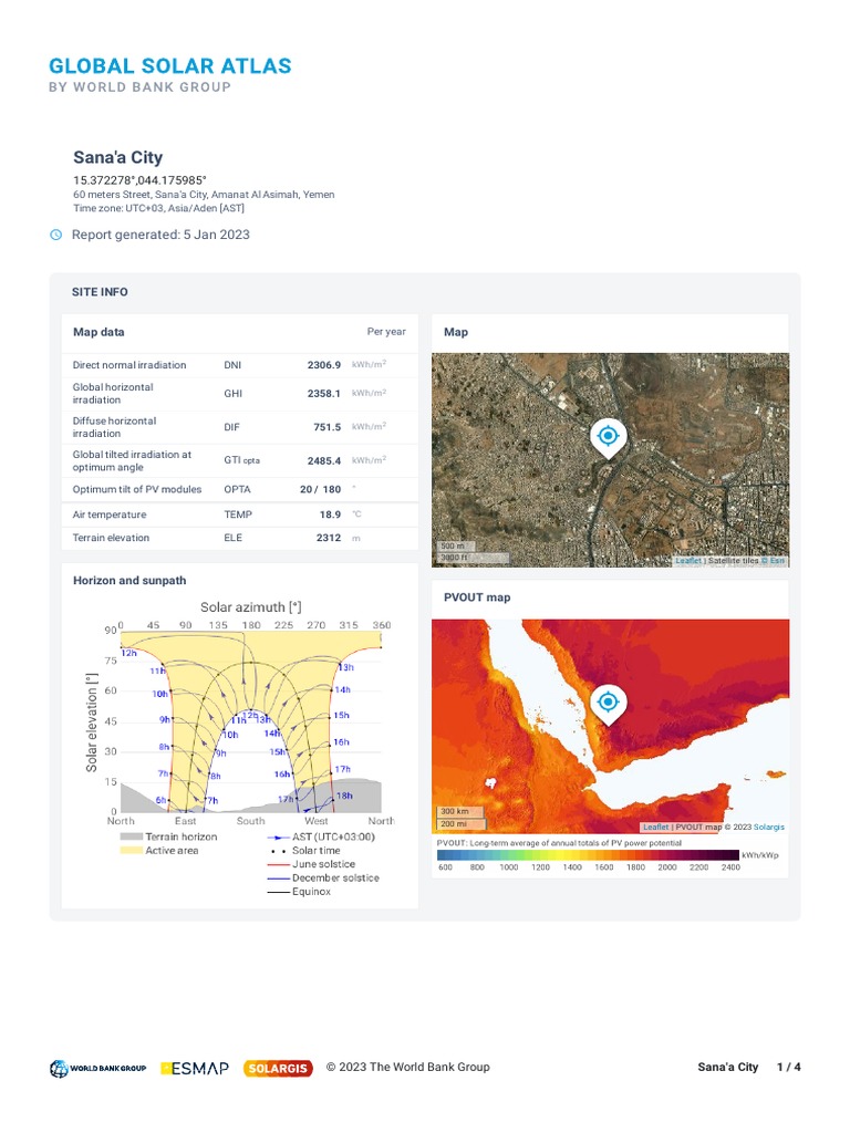 GSA - Report - Sana'a City | PDF | Photovoltaics | Photovoltaic System
