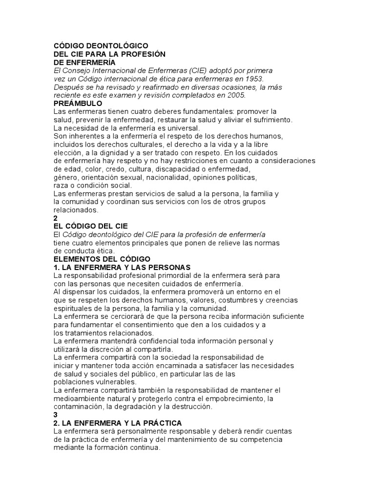 Código Deontológico | PDF | Enfermería | Enseñando