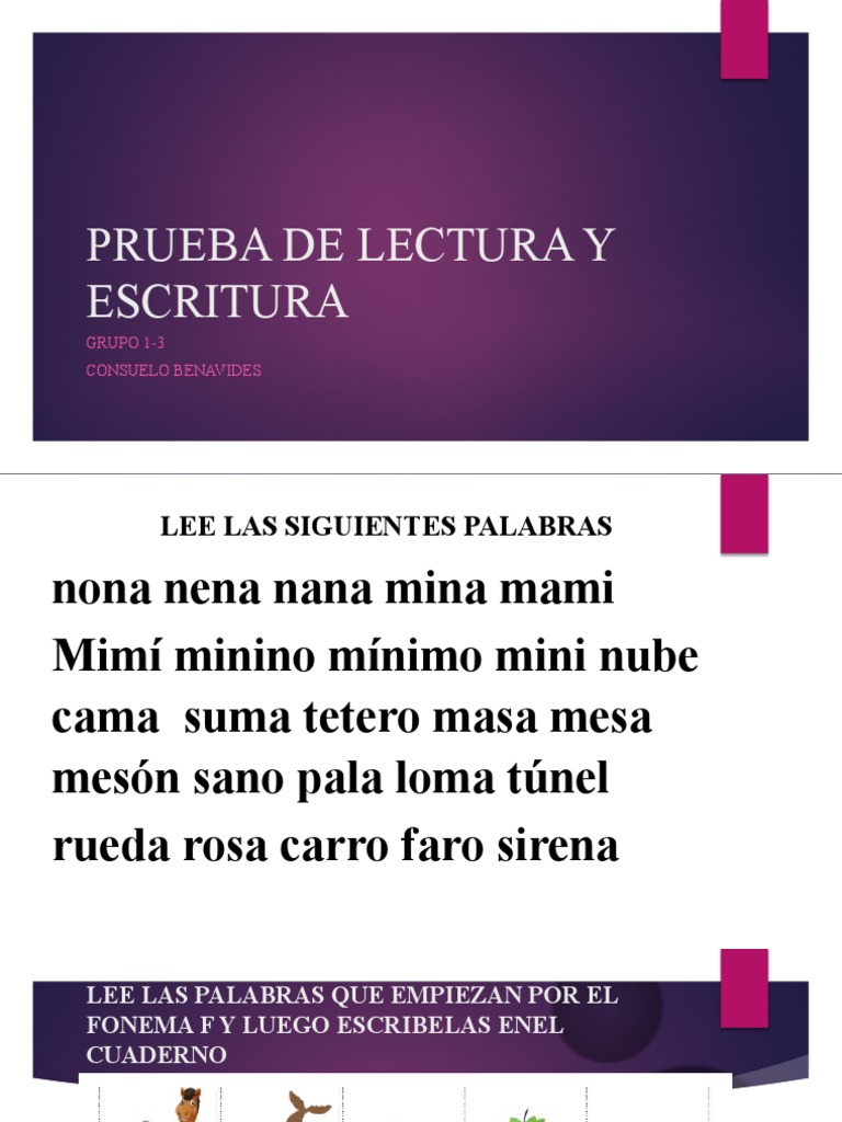 Prueba de Lectura y Escritura | PDF