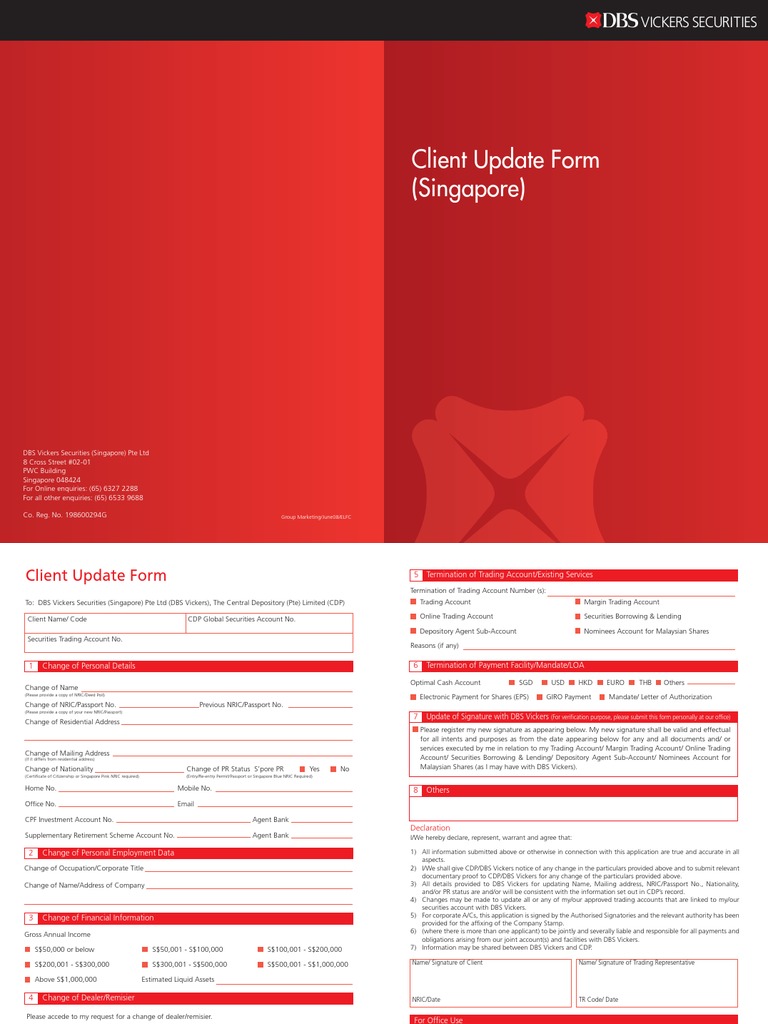 Client Update Form for Investors | PDF | Securities (Finance) | Euro