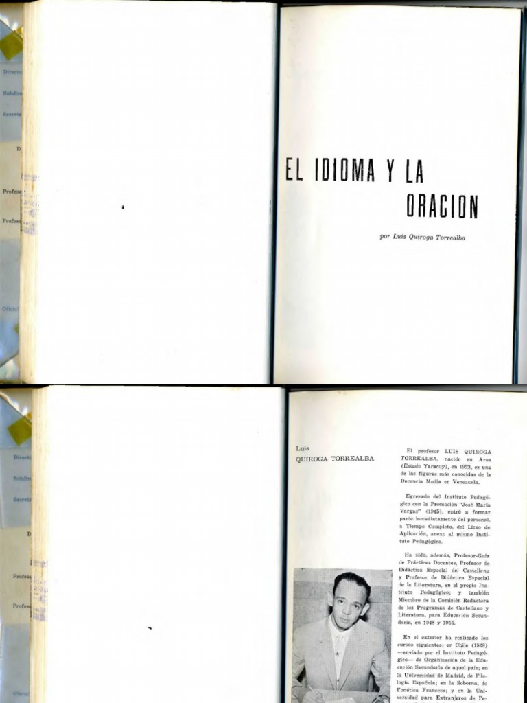 El Idioma y La Oración - Luis Quiroga Torrealba | PDF | Verbo ...