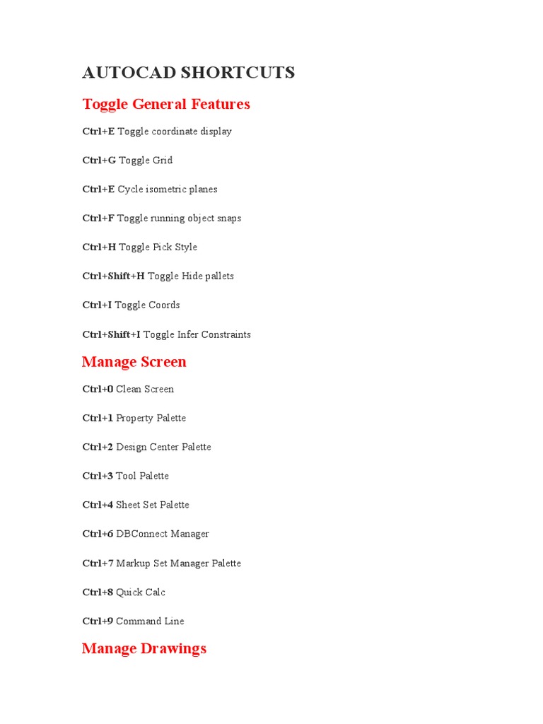 Autocad Shortcuts | PDF | 3 D Computer Graphics | Rendering (Computer Graphics)