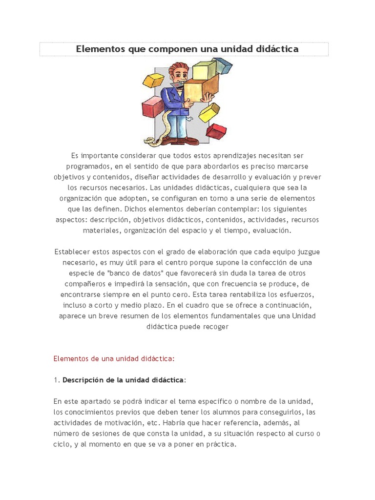 Elementos Que Componen Una Unidad Didáctica | PDF | Evaluación ...