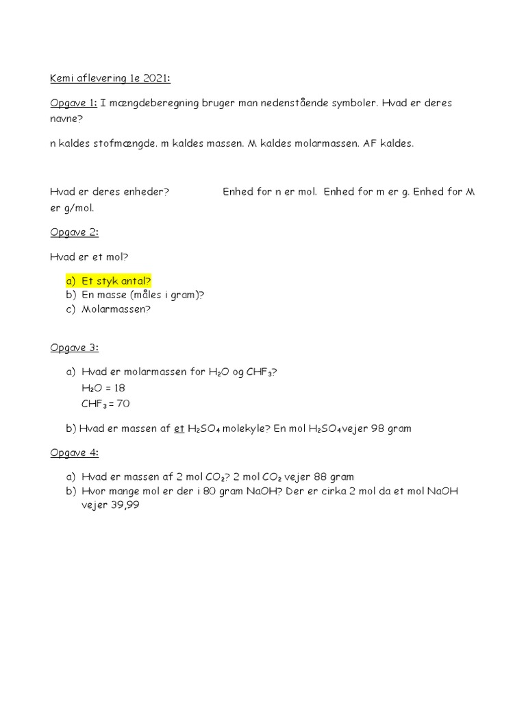 Kemi Aflevering 1. | PDF