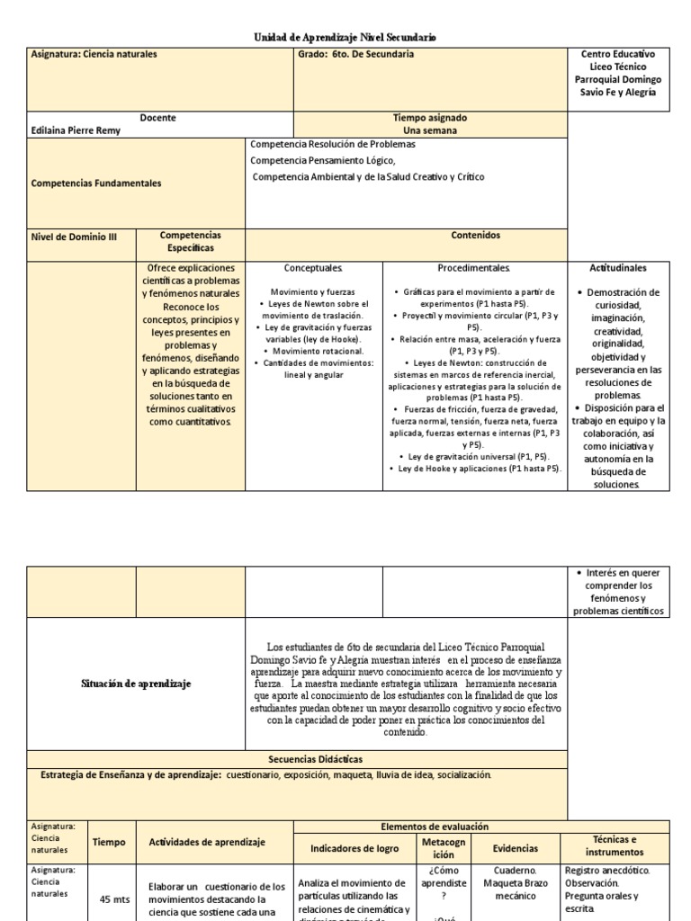 Movimiento y fuerzas: Unidad de aprendizaje sobre las leyes de Newton y ...