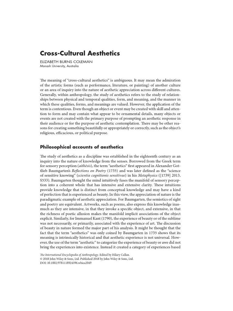 (2018) Cross-Cultural Aesthetics | PDF | Aesthetics | Beauty