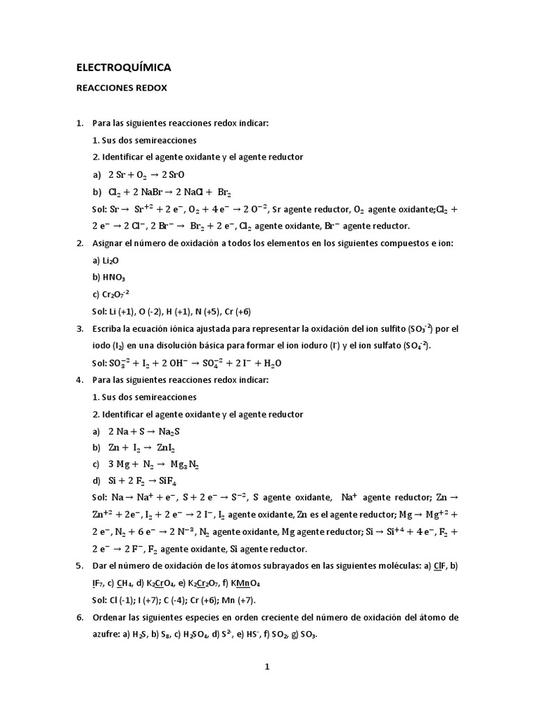 Enunciados-Ejer-Reacciones Redox | PDF | Redox | Procesos unitarios