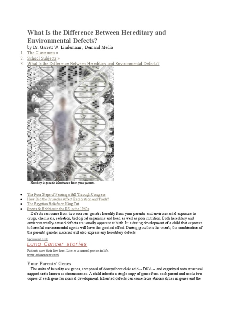 What Is The Difference Between Hereditary and Environmental Defects | PDF | Heredity | Gene