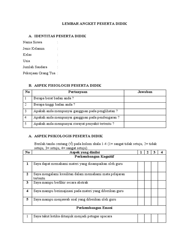 Angket Peserta Didik | PDF