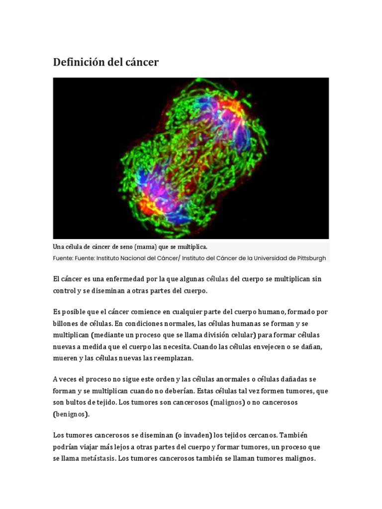 Definición del cáncer | PDF | Cáncer | Metástasis