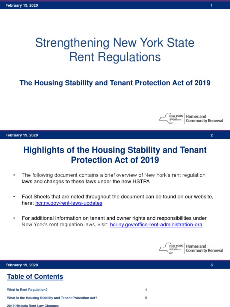 Rent Regulation Hstpa Presentation | PDF | Leasehold Estate | Lease