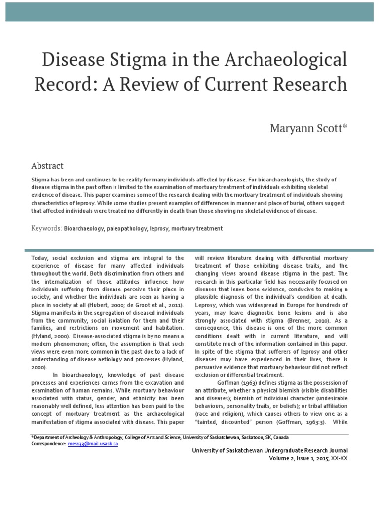 Disease Stigma in The Archaeological Record: A Review of Current Research | PDF | Social Stigma ...