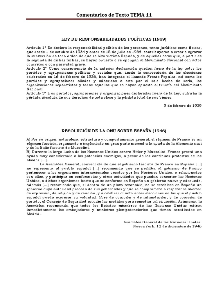 Textos Franquismo - Tema 11 | PDF | España | Francisco franco