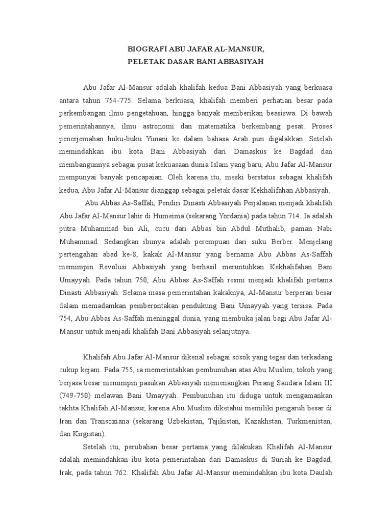 Biografi Abu Jafar Al | PDF