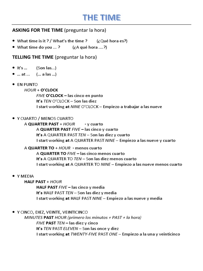The Time - Grammar | PDF