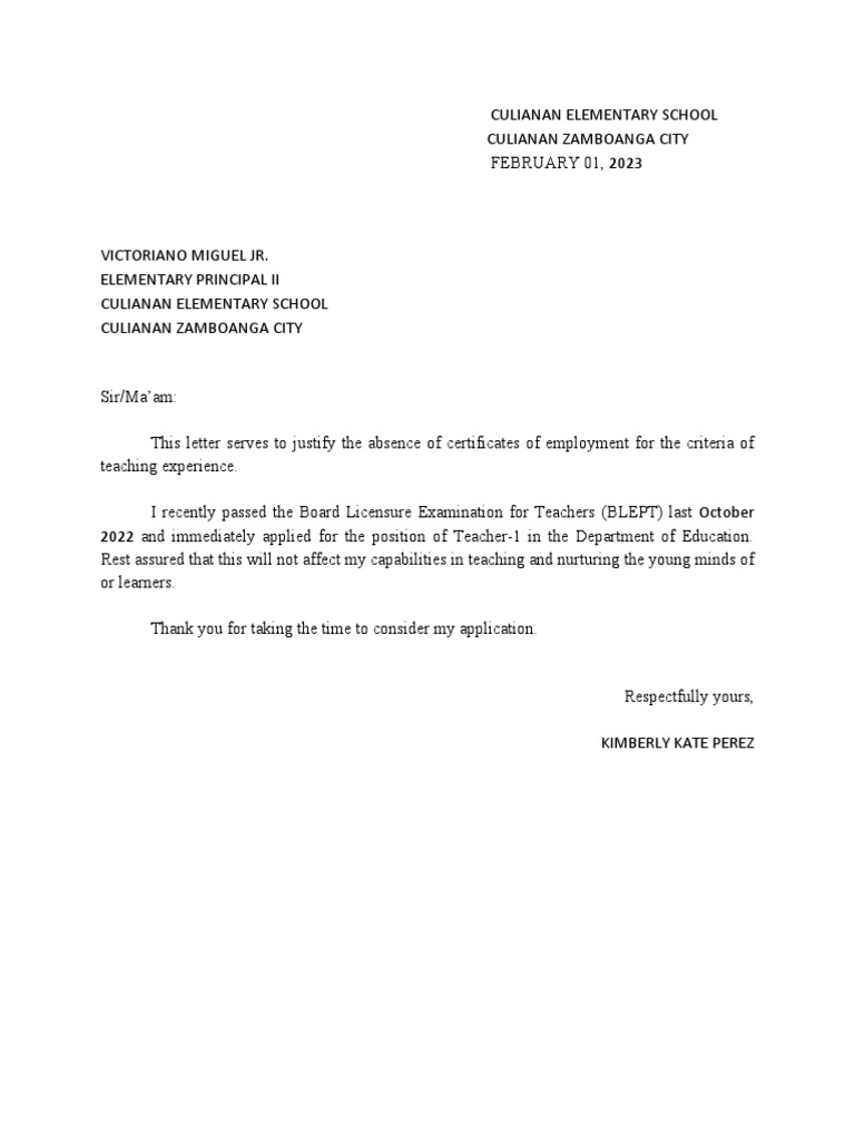 Teacher Application Absence Justification | PDF