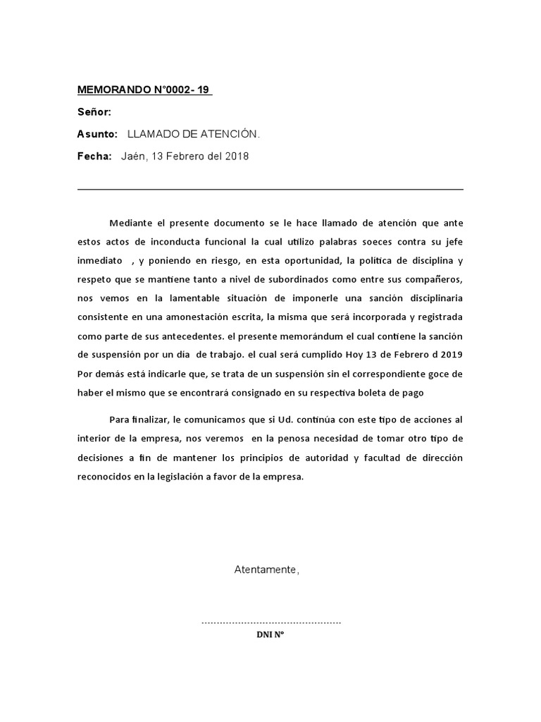 Llamado de Atención por Palabras Soeces | PDF
