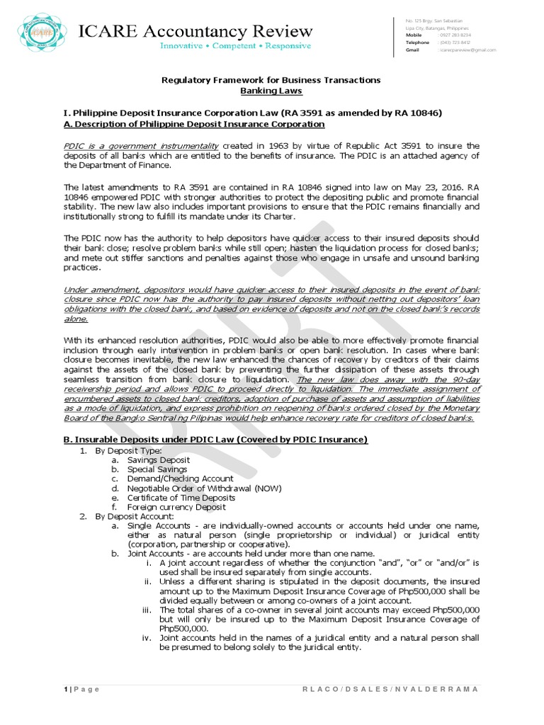 RFBT03-19 - Banking Laws | PDF | Banks | Deposit Insurance