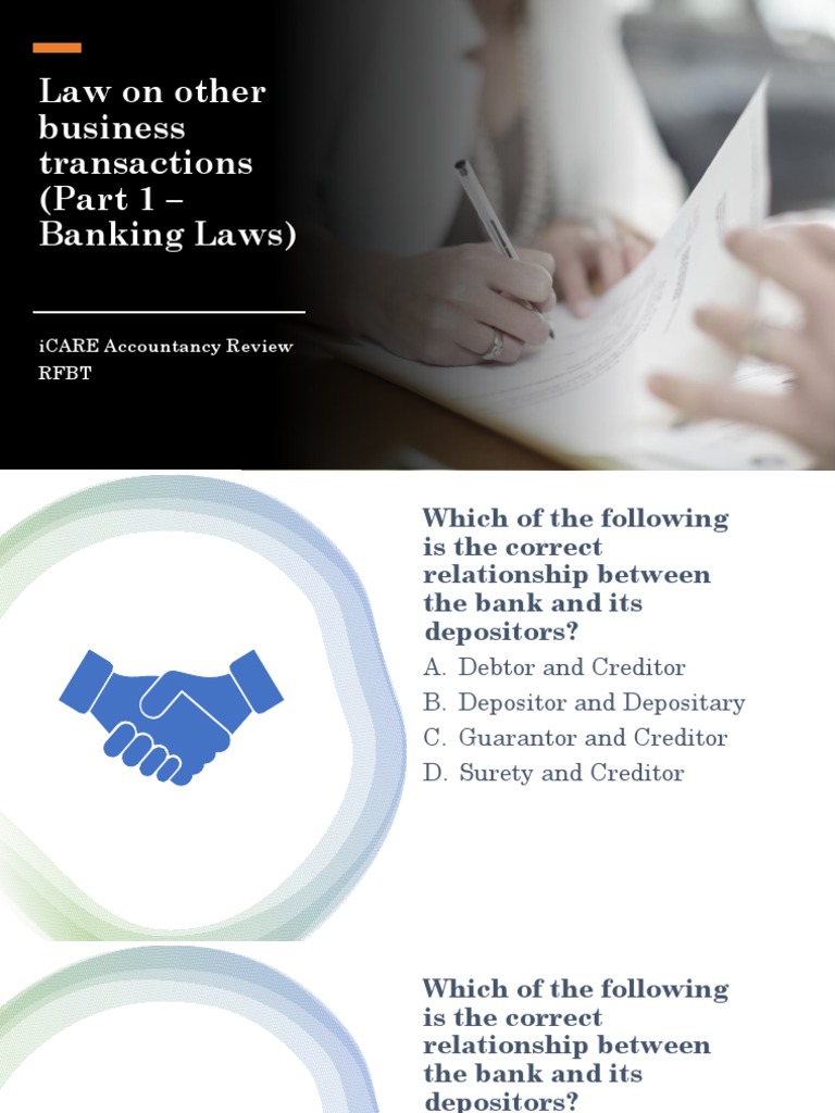 RFBT03-19c - iCARE Accountancy Review Inc. Banking Laws QUIZZER - 5sept2021 | PDF | Deposit ...