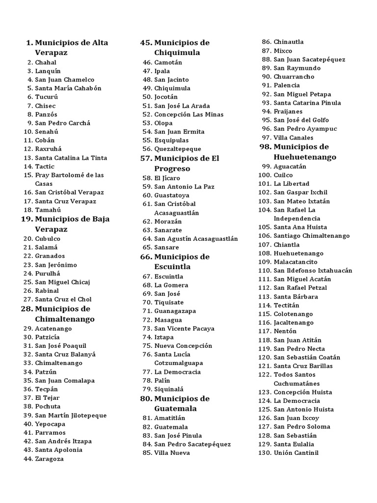 Departamentos y Municipios de Guatemala | PDF