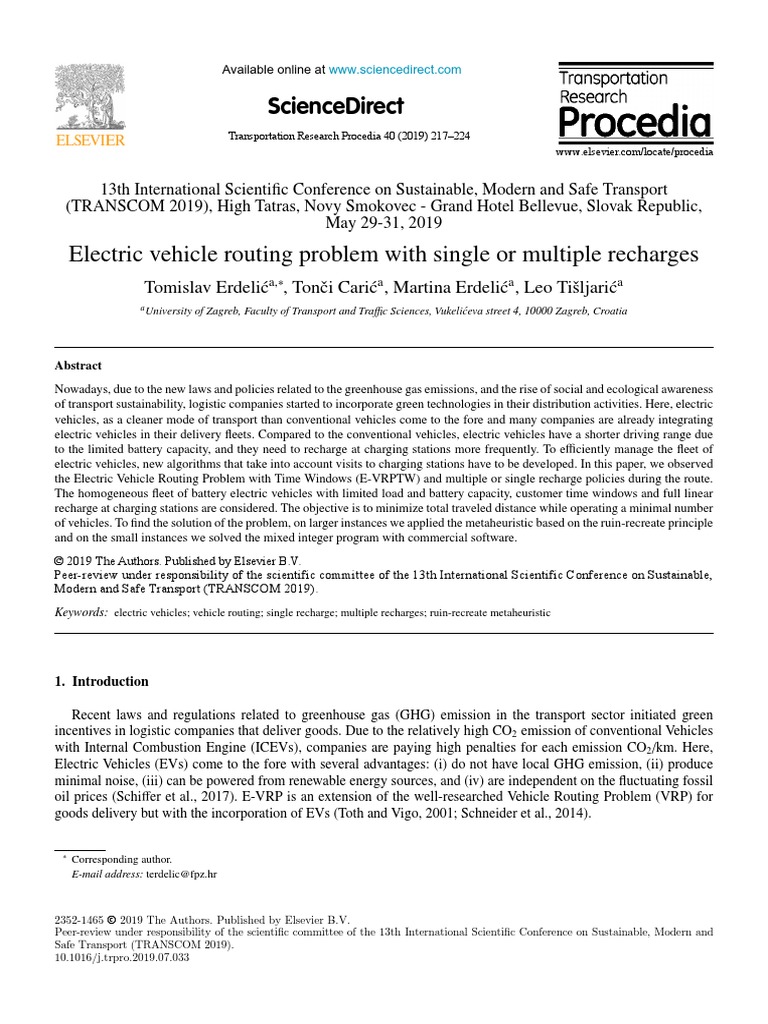 Electric Vehicle Routing Problem With Single or Multiple Recharges ...