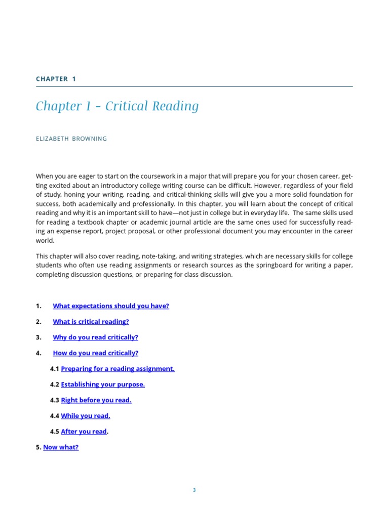Textbook Chapter 1 - CRITICAL READING | PDF | Reading Comprehension ...
