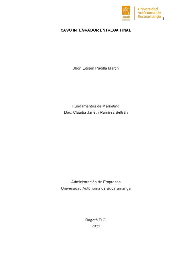 Caso Integrador Primera Entrega Final Jhon Padilla | PDF | Mercado ...