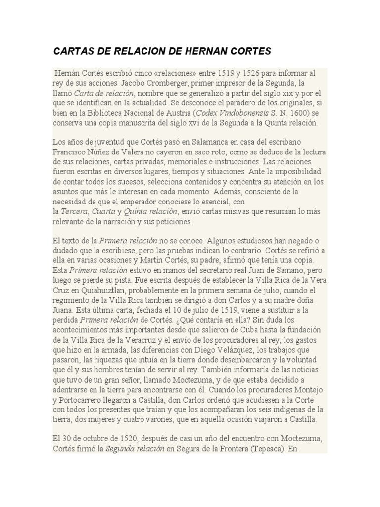 Carta De Relación De Hernán Cortés – YXCKKF