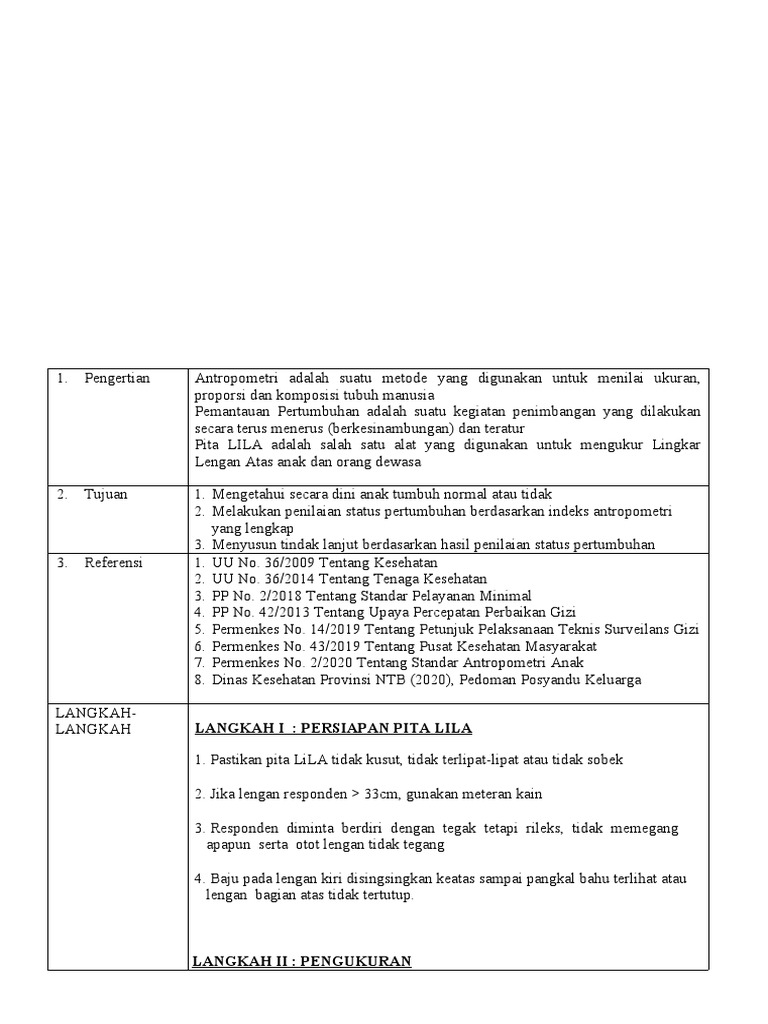 Pengukuran Lingkar Lengan Atas dengan Pita LILA | PDF