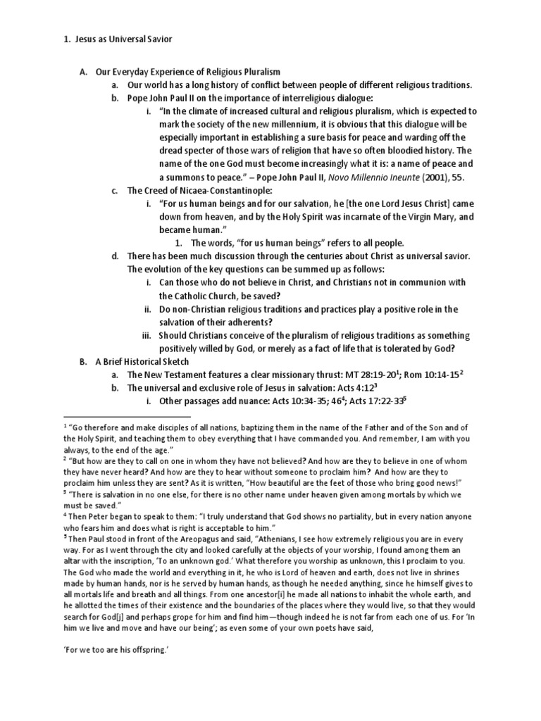 Jesus as Universal Savior: A Study | PDF | Jesus | Catholic Church