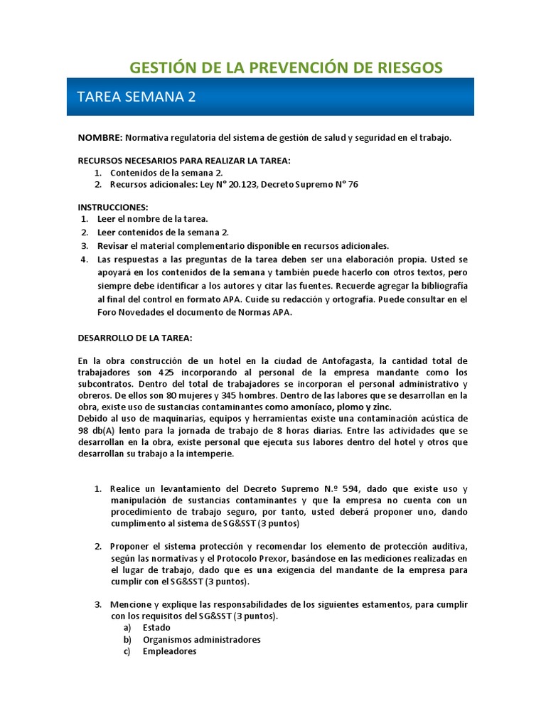2 - Gestion de La Prevencion de Riesgos - Tareav2 | PDF