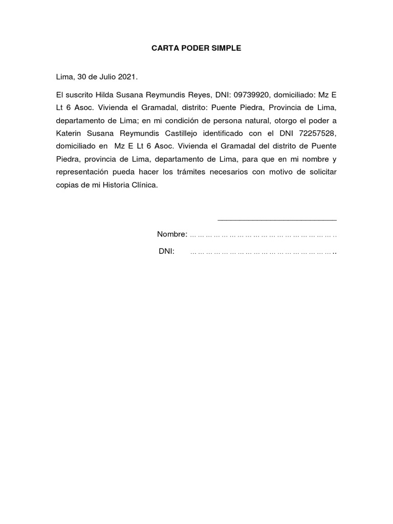 Carta Poder Simple | PDF