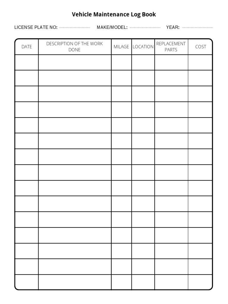 Car Maintenance Log Book 100 PG | PDF | Fuel Economy In Automobiles ...