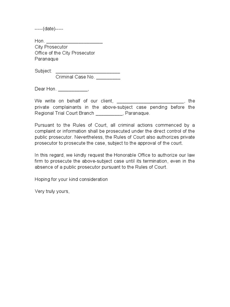 Authority To Prosecute Draft | PDF