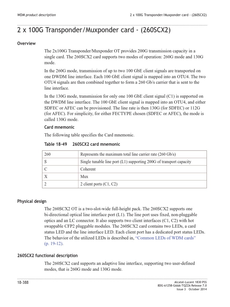 Especificaciones Tecnicas Transponder 260SCX2 | PDF | Wavelength ...