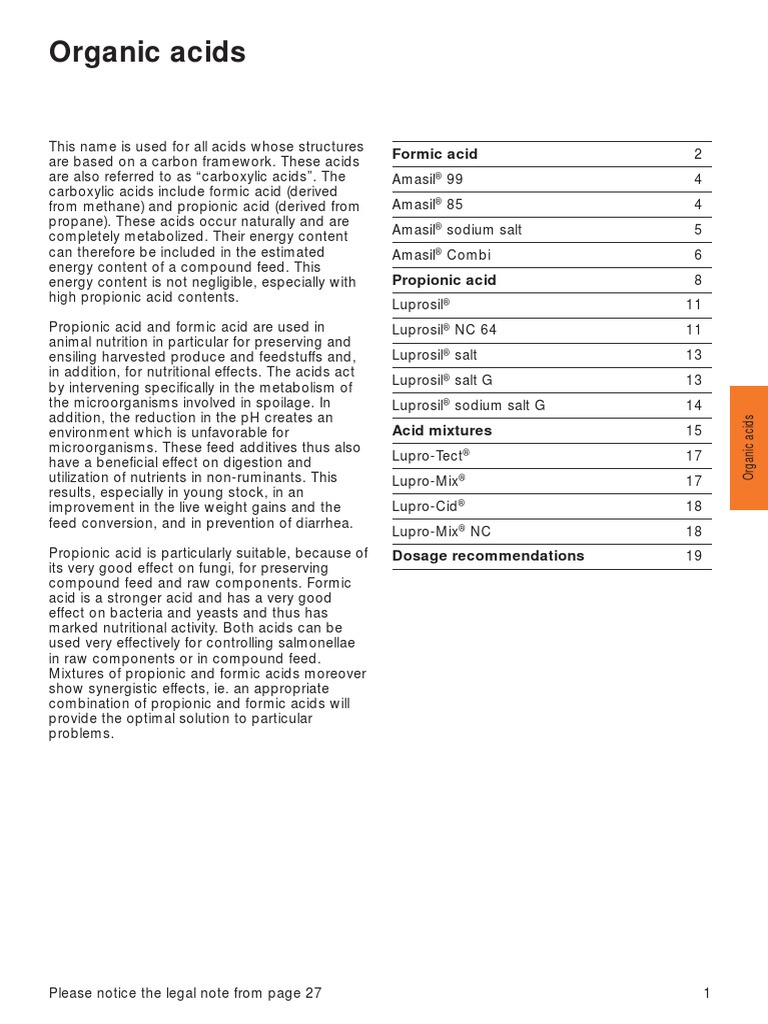 Basf Organic Acids - Catalogue | Download Free PDF | Water | Viscosity
