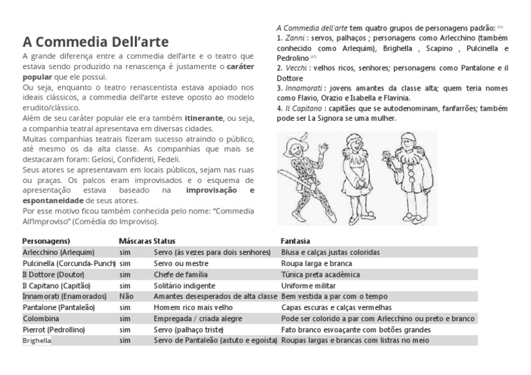 A Commedia Dell Arte | PDF | Commedia Dell'arte