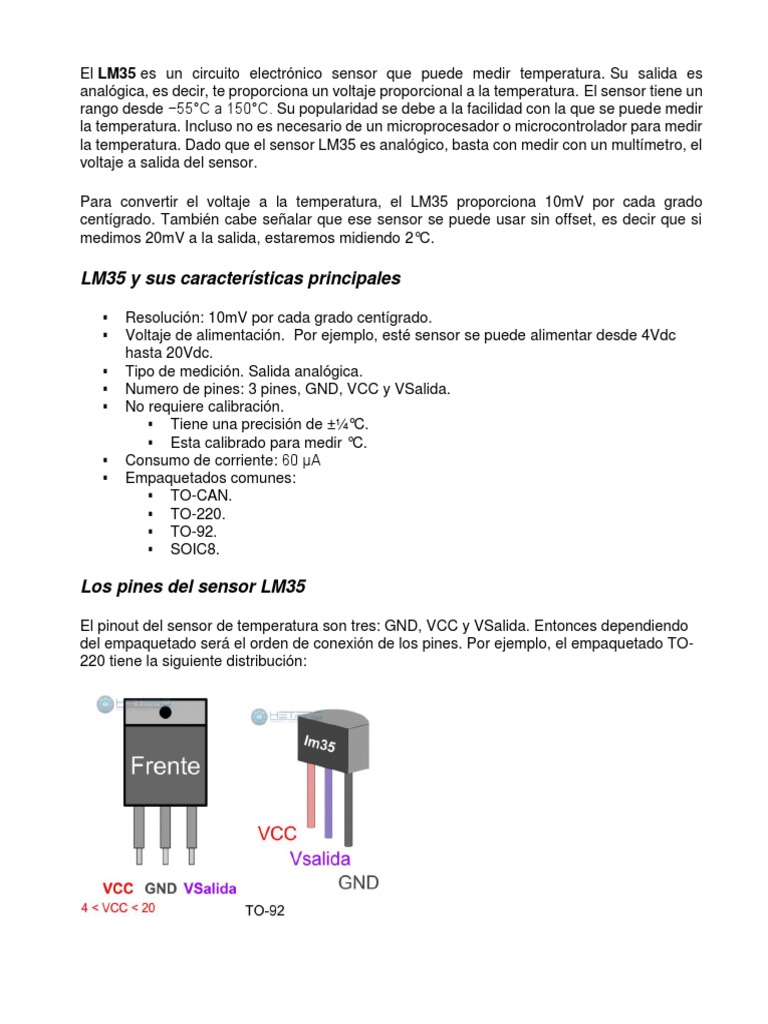 LM35 y Sus Características Principales | PDF