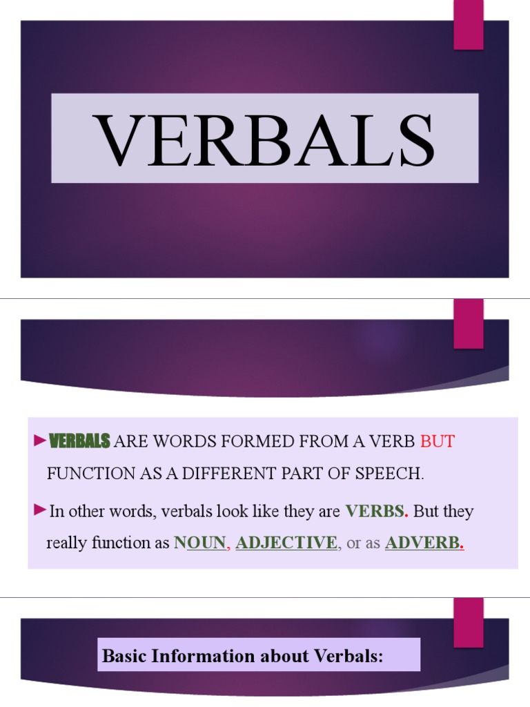 Verbals | PDF | Verb | Adverb