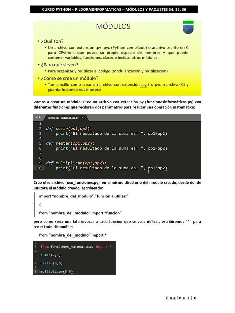 34 35 36 - Modulos y Paquetes - Pildorasinformaticas | PDF | Archivo de ...