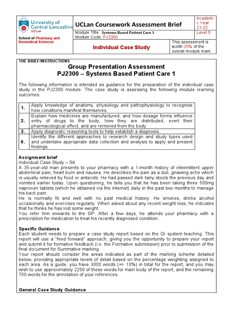 Pharmacy Case Study Guidelines | PDF | Medical Diagnosis | Theory
