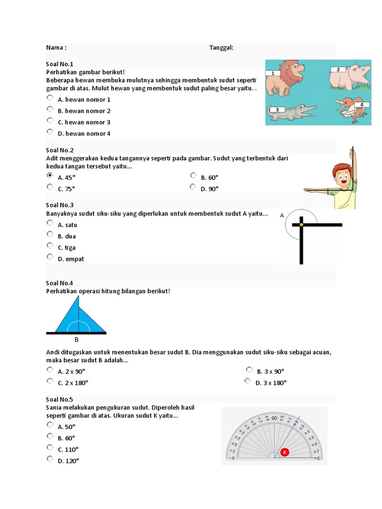 Soal Sudut Kelas 4 | PDF