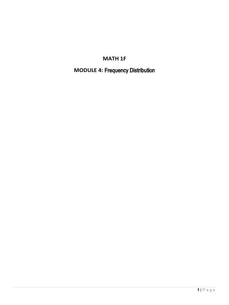 Math 1F Module 4 Frequency Distribution | PDF | Mathematics | Interval (Music)