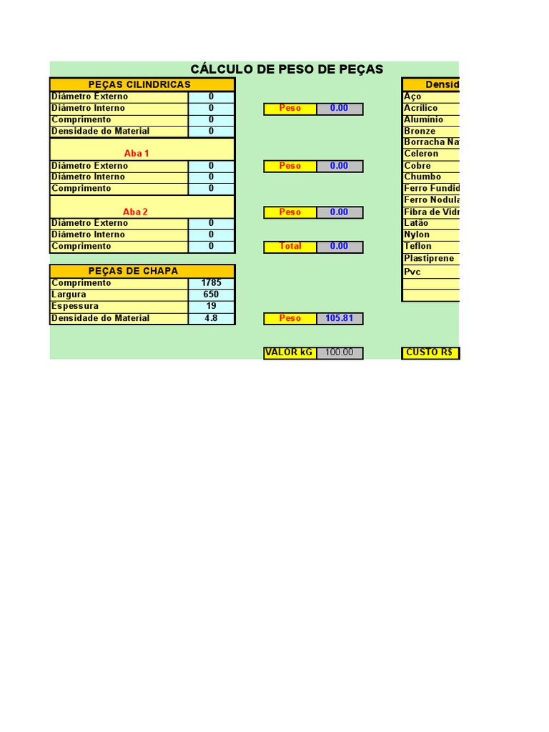Cálculo de Peso | PDF